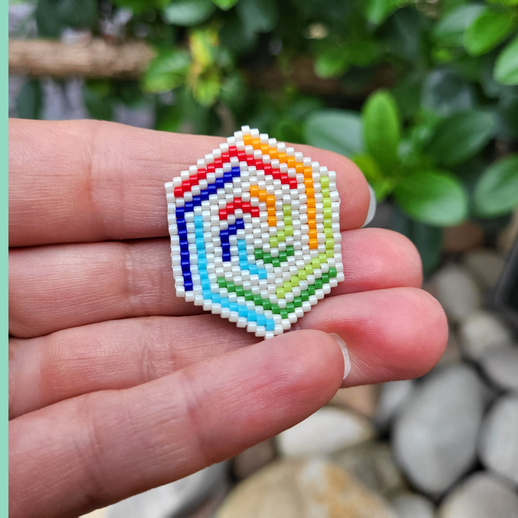 Seed Bead Brick Stitch Earring Pattern, Swirling Rainbow Pattern for ...