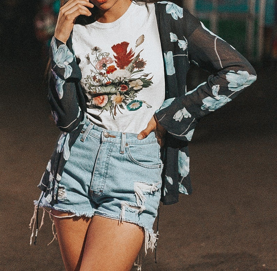 Botanical Shirt Wildflowers Shirt Floral Graphic Plant | Etsy