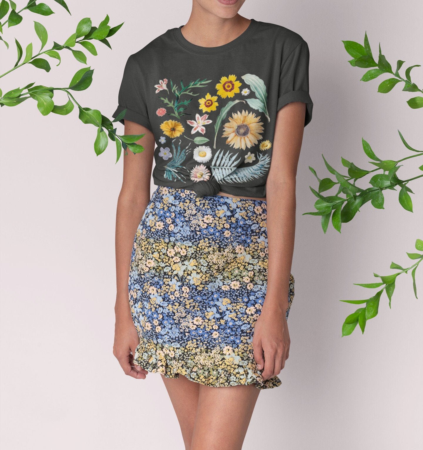 Floral Tee-flower Shirt Wildflowers Graphic Plant Shirt | Etsy