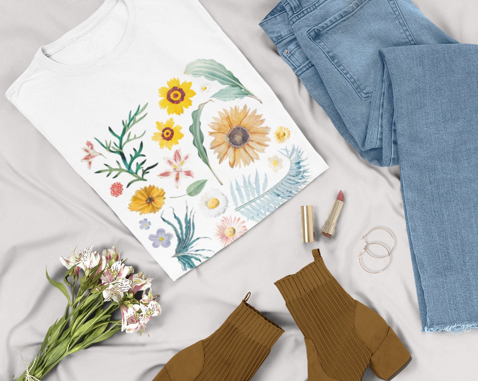 Floral Tee-flower Shirt Wildflowers Graphic Plant Shirt | Etsy