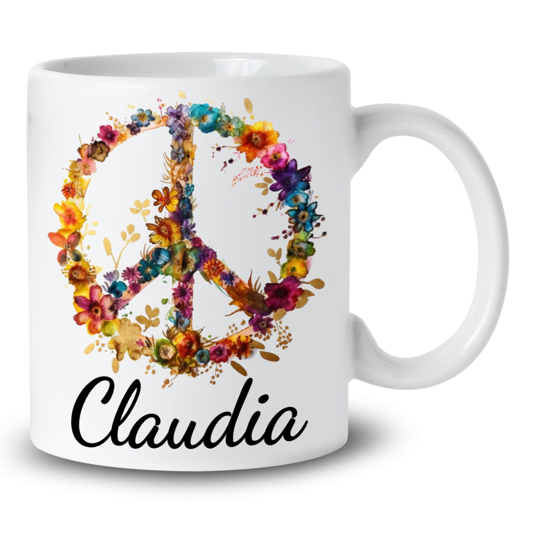 Peace Sign Symbol Personalized Personalize With Name Gift Coffee Mug ...