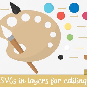 Art Supplies SVG Clipart Set - Palette, Paint, Artist, Brush ...