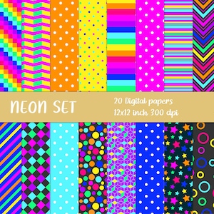 Neon Digital Papers (instant Download) - Etsy