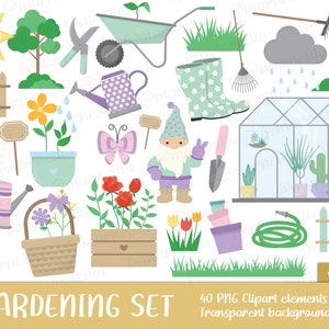 Gardening Clipart Set - Garden, Tree, Hobby, Image, Printable, Dwarf ...