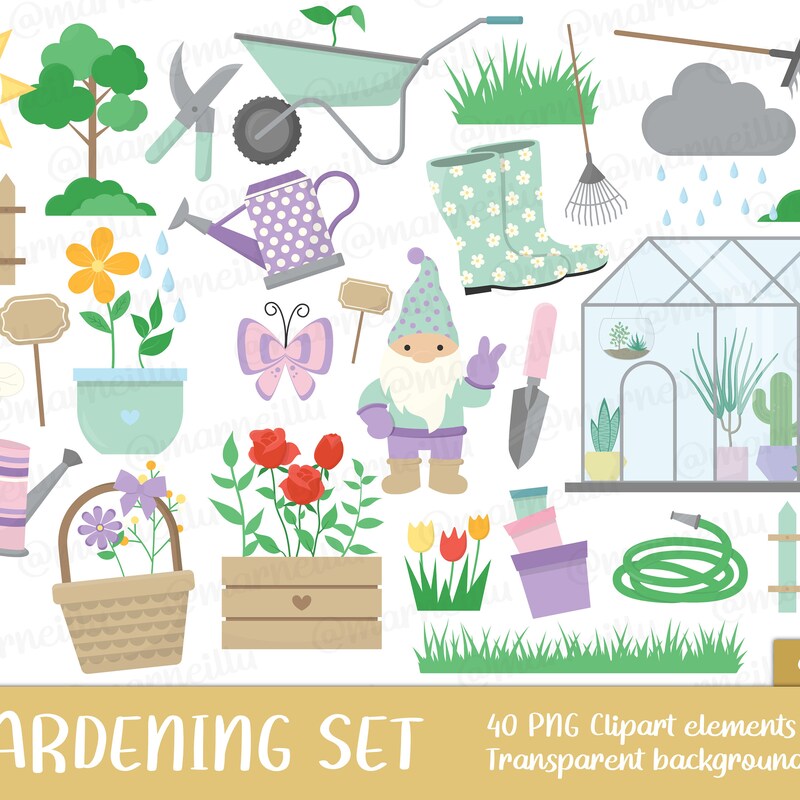 Gardening Clipart - Etsy