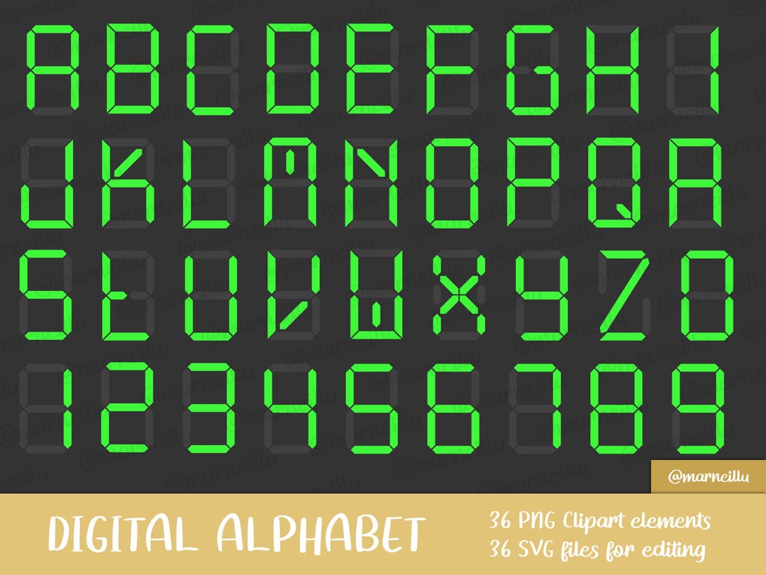 Letters Digital SVG Bundle, Alphabet Digital, Retro Alphabet, Digital ...