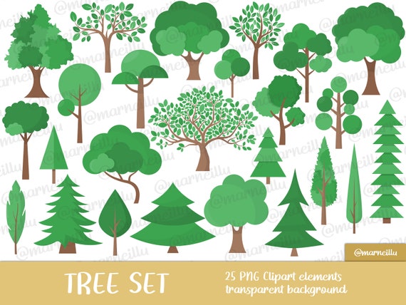 Tree Clipart Set Green Park Forest Image Printable - Etsy