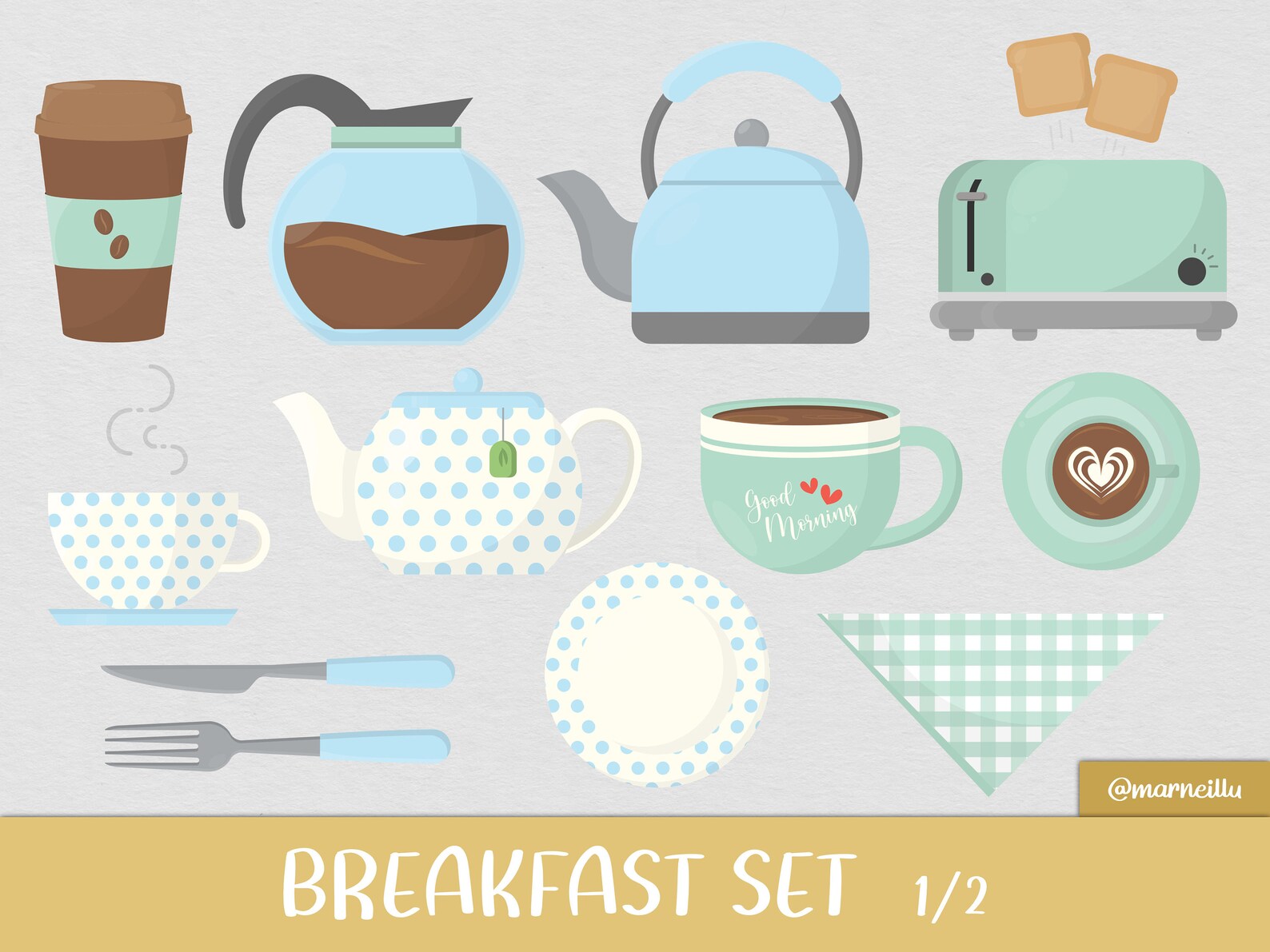 Breakfast Clipart Set Brunch Egg Bacon Image Printable - Etsy