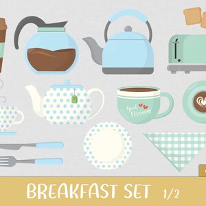 Breakfast Clipart Set - Brunch, Egg, Bacon, Image, Printable, Croissant ...