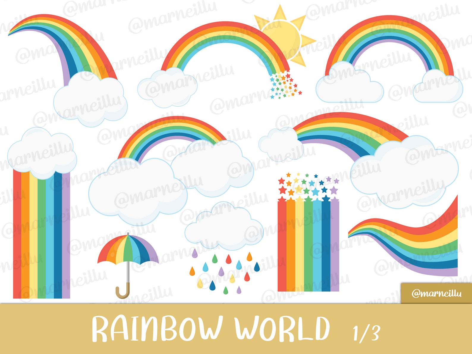 Rainbow World Clipart Set Colors Colours Image Printable | Etsy