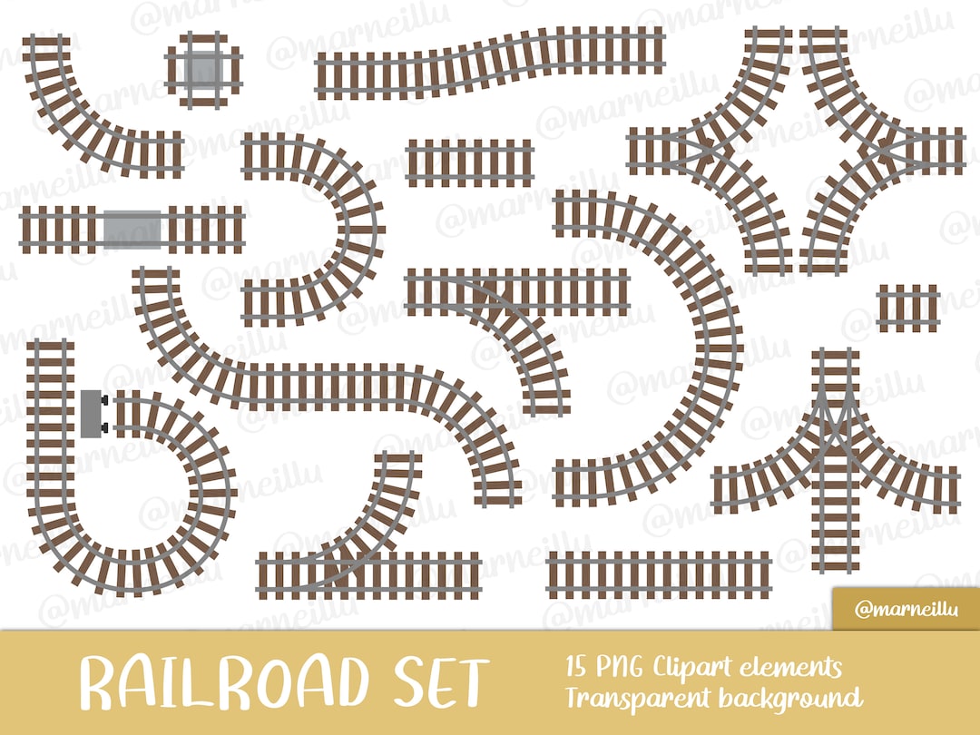 Railroad/railway Clipart Set - Train, Track, Station, Transport, Toy ...