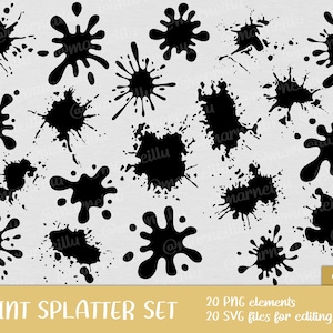 Splatters SVG Clipart Set - Image, Printable, Splatter, Splash, Edit ...