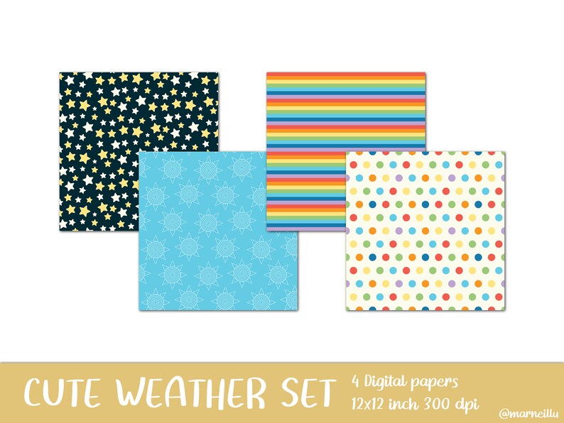 Cute Cartoon Weather Clipart Set Sun Storm Image - Etsy