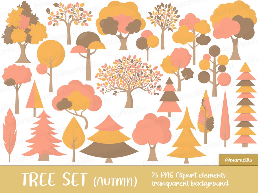Autmn Tree Clipart Set - Autmn, Park, Forest, Image, Printable, Fall ...