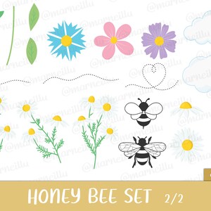 Honey Bee Clipart Set - Bee, Bees, Honey, Hive, Image, Printable, Comb ...