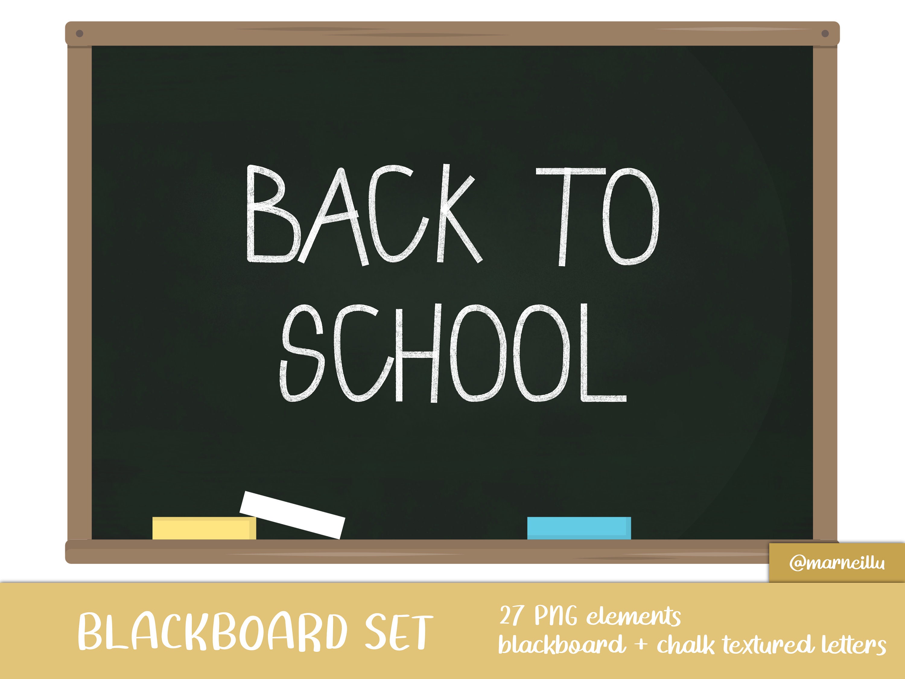 Blackboard Clipart Set Chalk Alphabet Image Printable - Etsy