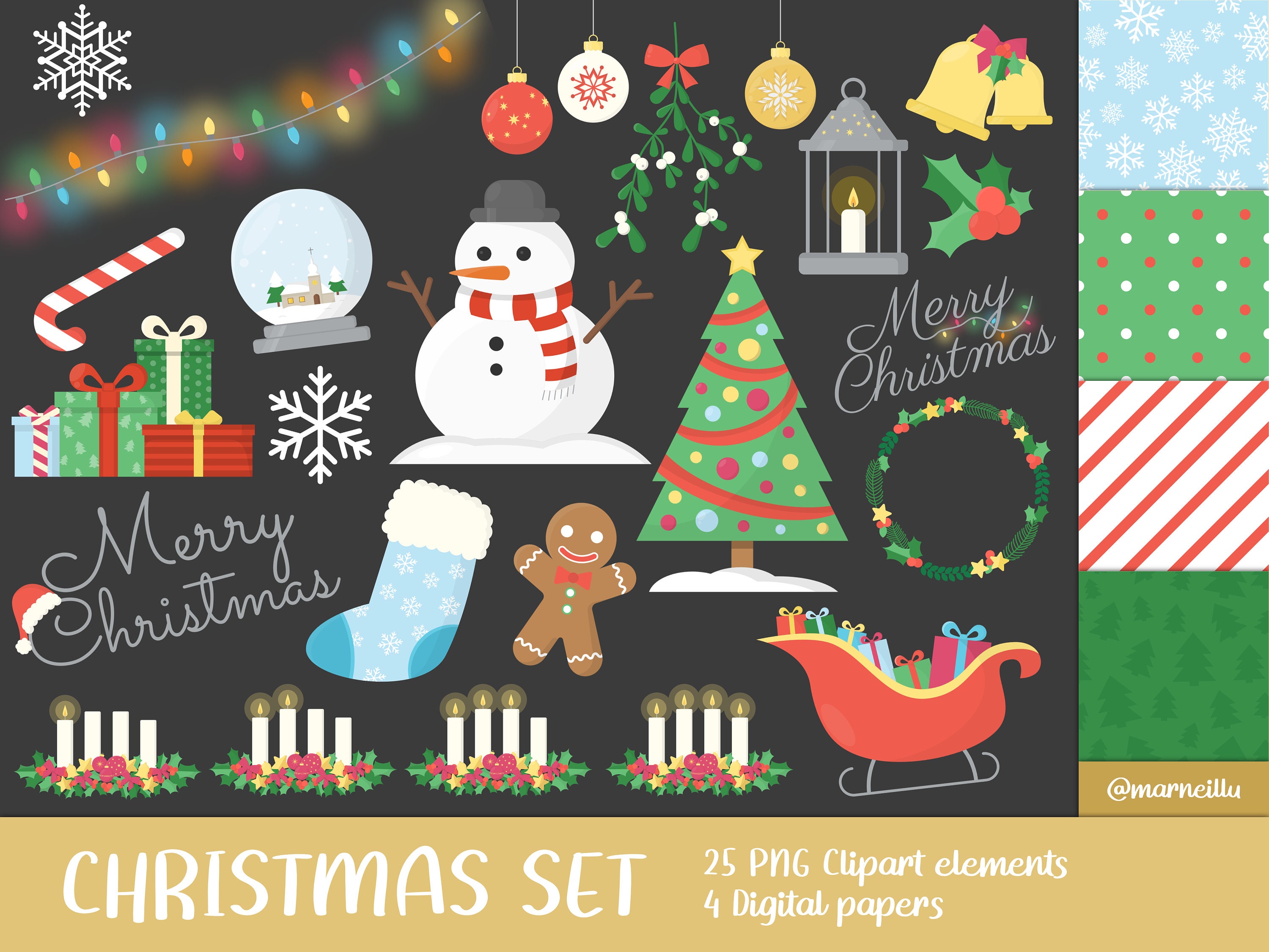Christmas Clipart Set instant Download | Etsy