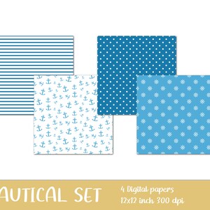 Nautical Sea Clipart Set - Ocean, Boat, Whale, Image, Printable, Blue ...