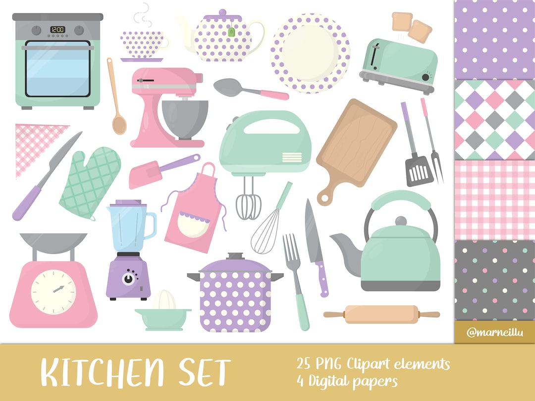 Kitchen Clipart Set - Baking, Chef, Image, Printable, Equipment ...