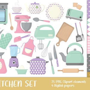 Kitchen Clipart Set - Baking, Chef, Image, Printable, Equipment ...