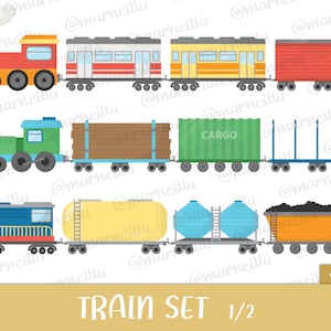 Train Clipart Set - Station, Transport, Toy, Image, Printable, Sign ...