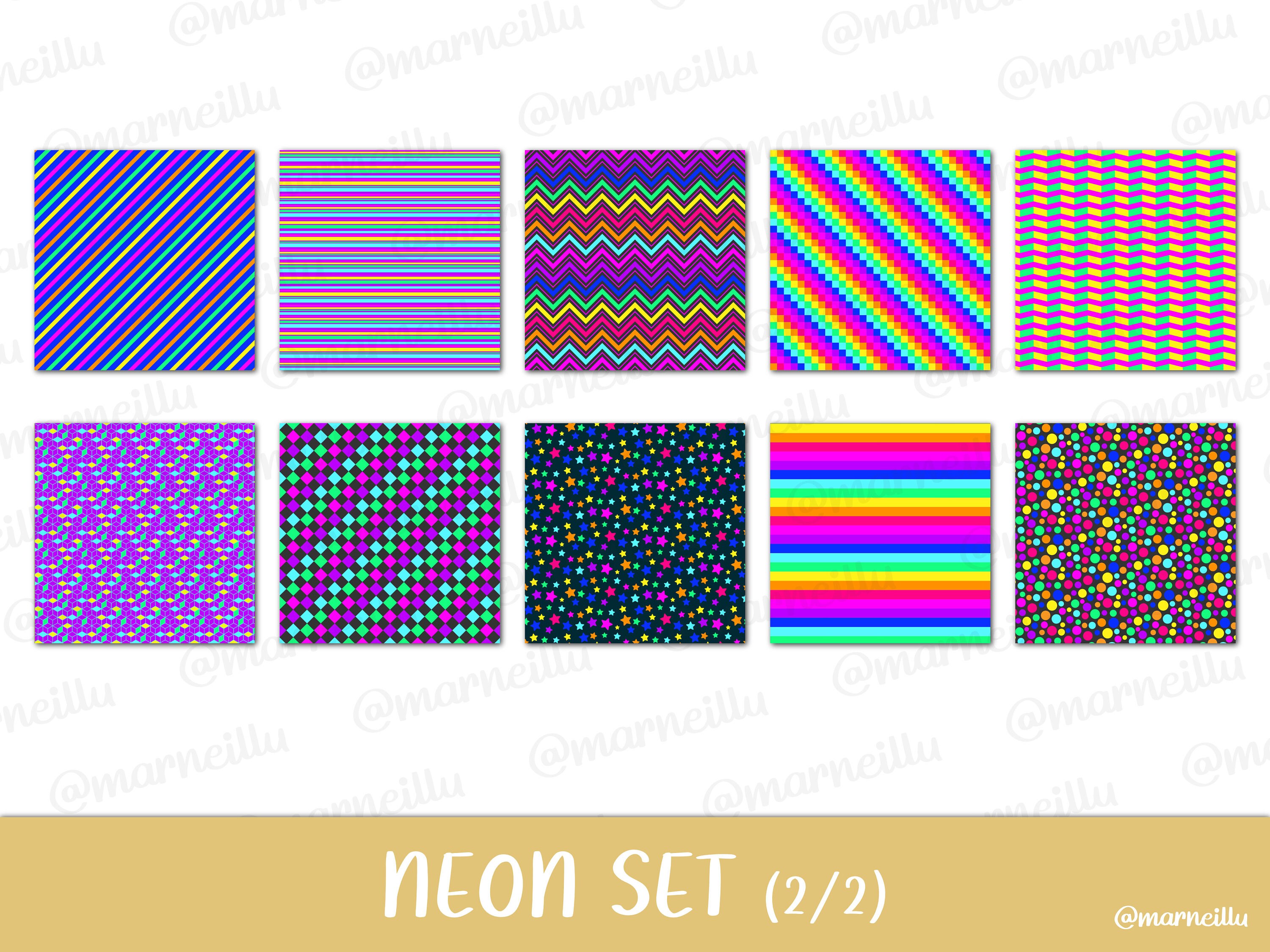Neon Digital Papers instant Download | Etsy