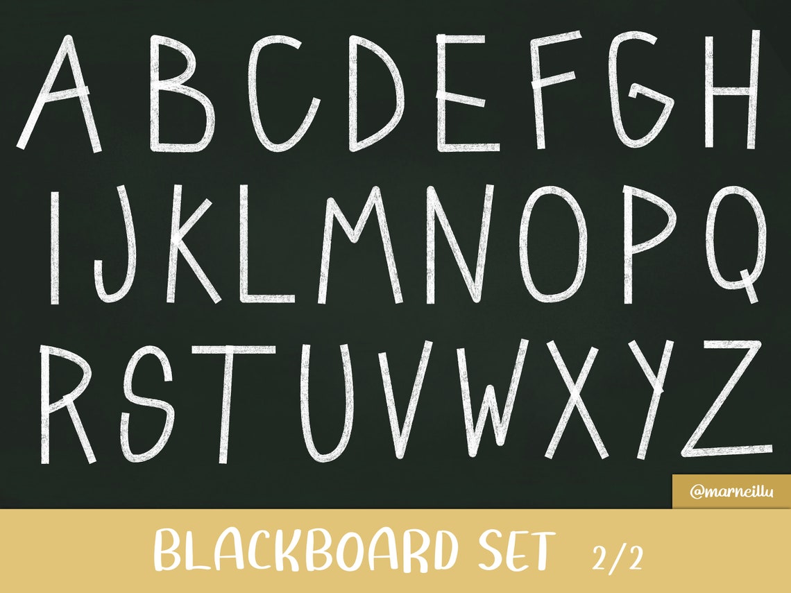 Blackboard Clipart Set Chalk Alphabet School Board | Etsy