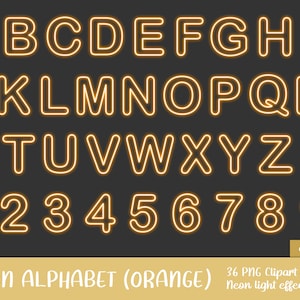 Orange Neon Alphabet Clipart Set - Glow, Image, Printable, Letter ...