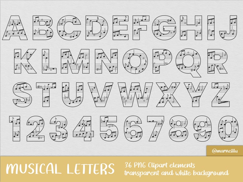 Musical Letters Clipart Set - Music, Piano, Note, Treble, Clef, Letter ...
