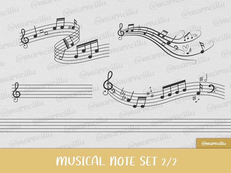 Musical Note SVG Clipart Set Music Silhouette Image - Etsy