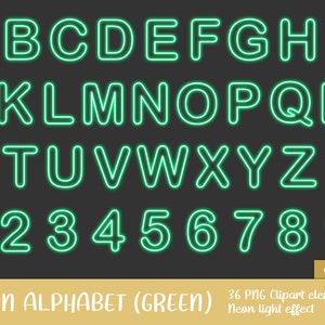 Green Neon Alphabet Clipart Set - Glow, Image, Printable, Letter ...