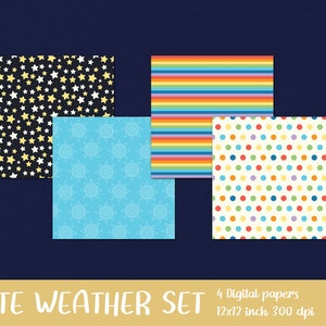 Cute Cartoon Weather Clipart Set - Sun, Storm, Image, Printable, Cloud ...