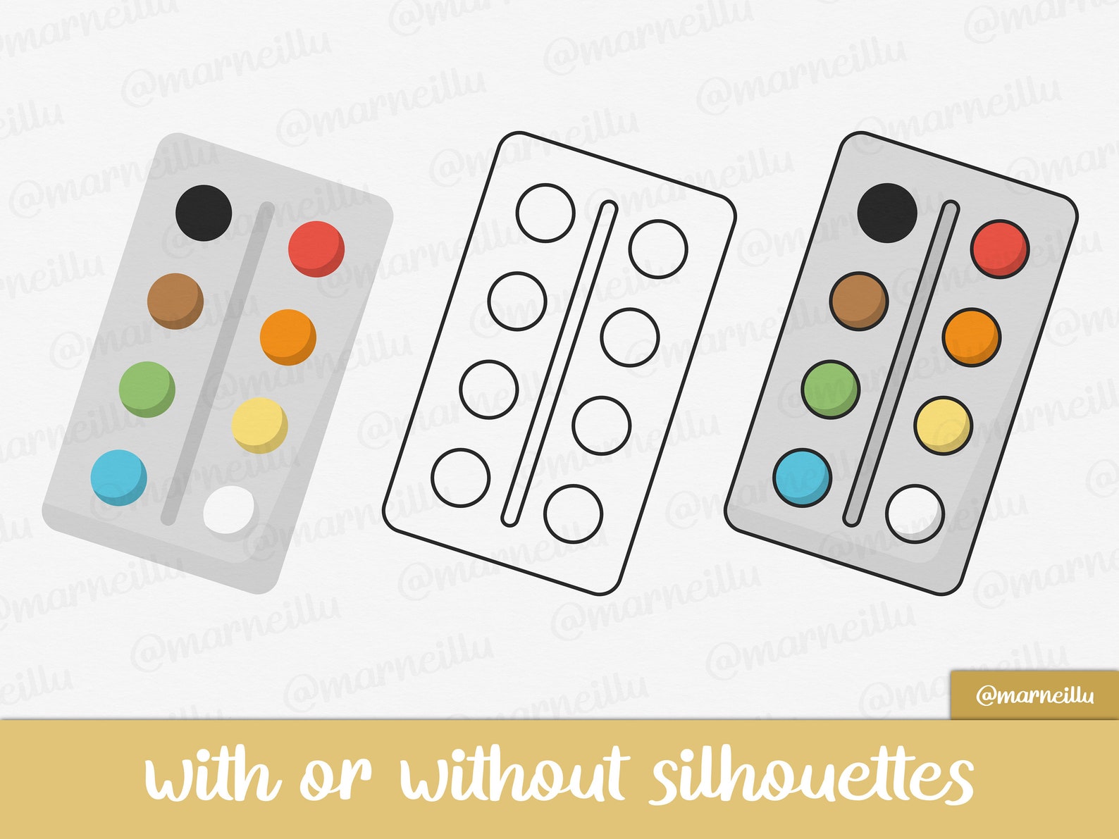 Art Supplies SVG Clipart Set Palette Paint Artist Brush - Etsy