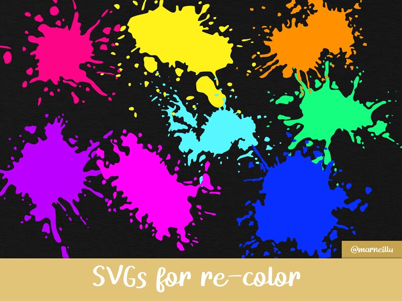 Splatters SVG Clipart Set - Image, Printable, Splatter, Splash, Edit ...