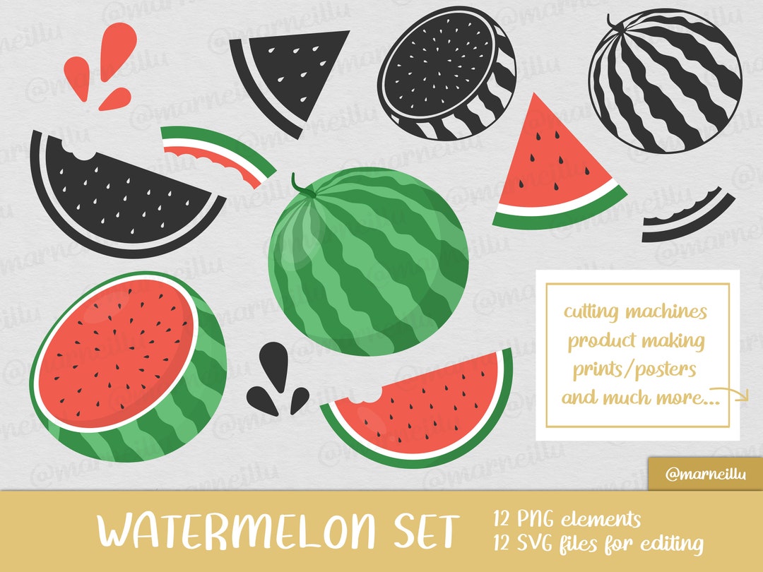 Watermelon Fruit SVG Clipart Set - Image, Printable, Png, Summer ...