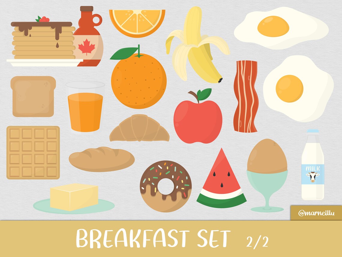 Breakfast Clipart Set Brunch Egg Bacon Image Printable - Etsy
