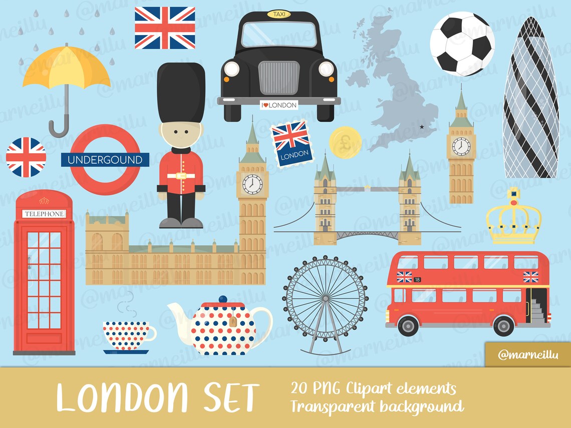 London Clipart Set Travelling Bridge Tower Image - Etsy