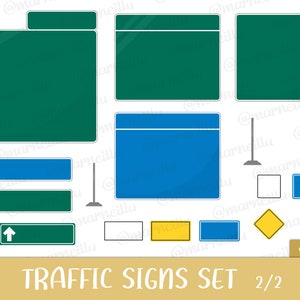 Road/traffic Signs Clipart Set - Stop, Caution, Rail, Highway, Street ...