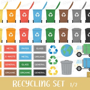 Recycling Clipart Set – Eco-friendly PNG Graphics (instant Download) - Etsy