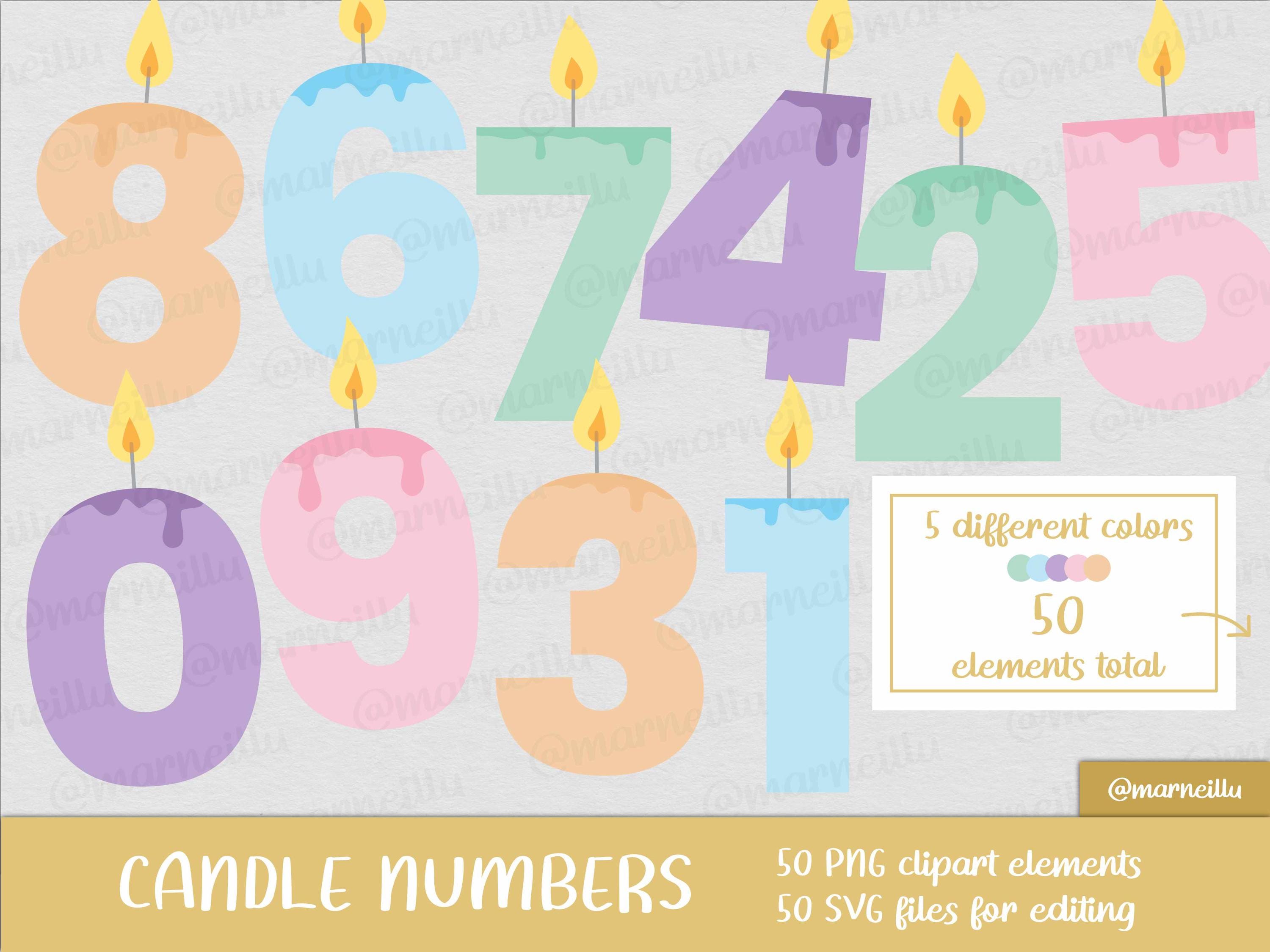 Candle Numbers Clipart Set - Candle, Cake, Birthday, Image, Printable ...