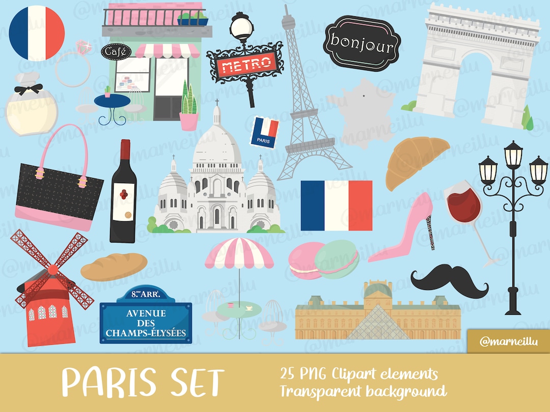 Paris Clipart Set - Travelling, Eiffel, Tower, Image, Printable ...