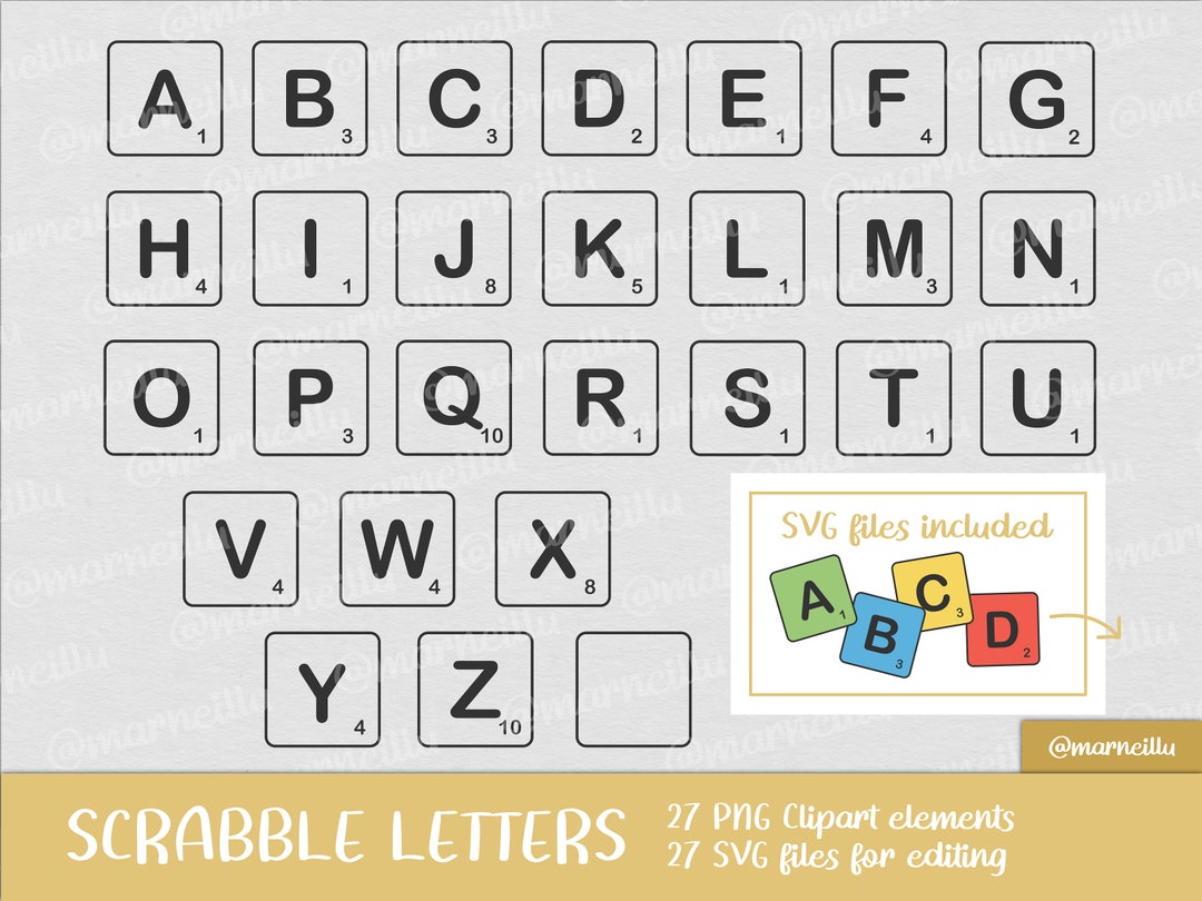 Scrabble Letters SVG Clipart Set - Tail, Tails, Image, Printable ...