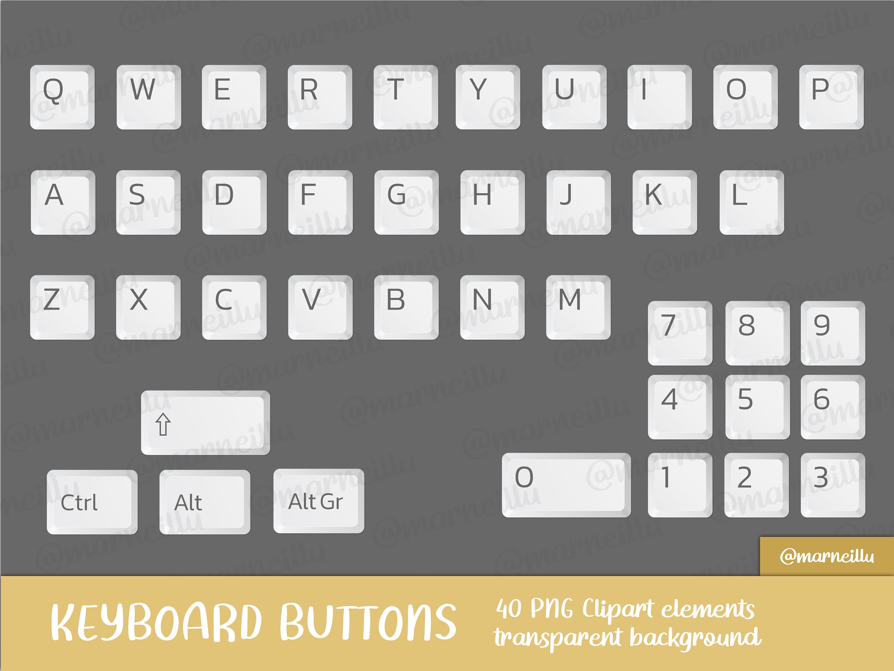 Keyboard Letters Clipart Set Alphabet Computer Image - Etsy