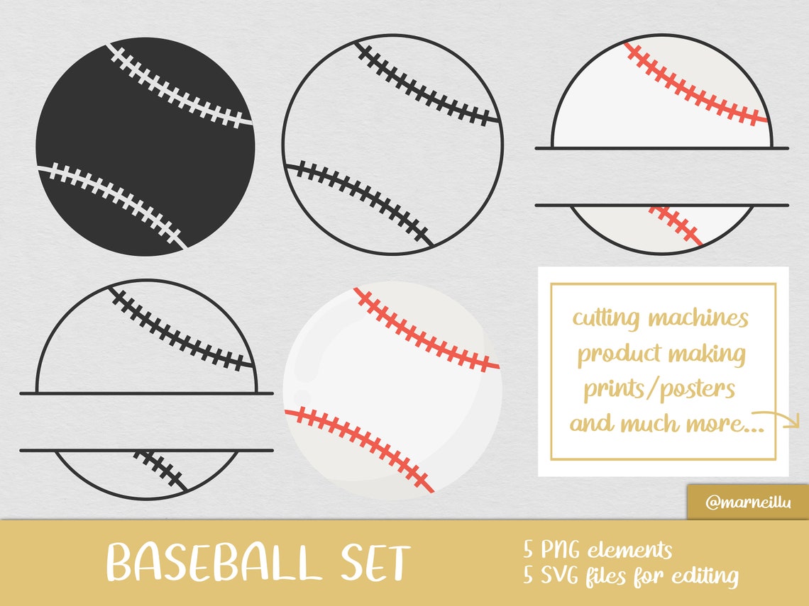 Baseball SVG Clipart Set Image Printable Sport Ball - Etsy