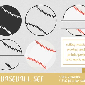 Baseball SVG Clipart Set - Image, Printable, Sport, Ball, Balls, Cricut ...