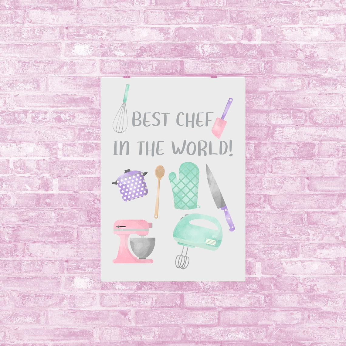 Kitchen Clipart Set With Watercolor Texture Baking Chef - Etsy
