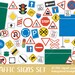 Construction Clipart Set Car, Tractor, Truck, Crane, Building, Vehicle ...