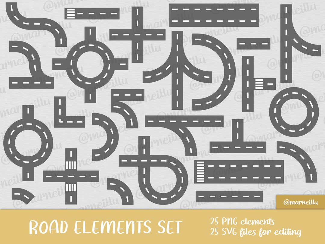 Road SVG, Road Svg Bundle, Road Elements, Road Png, Traffic Roads ...