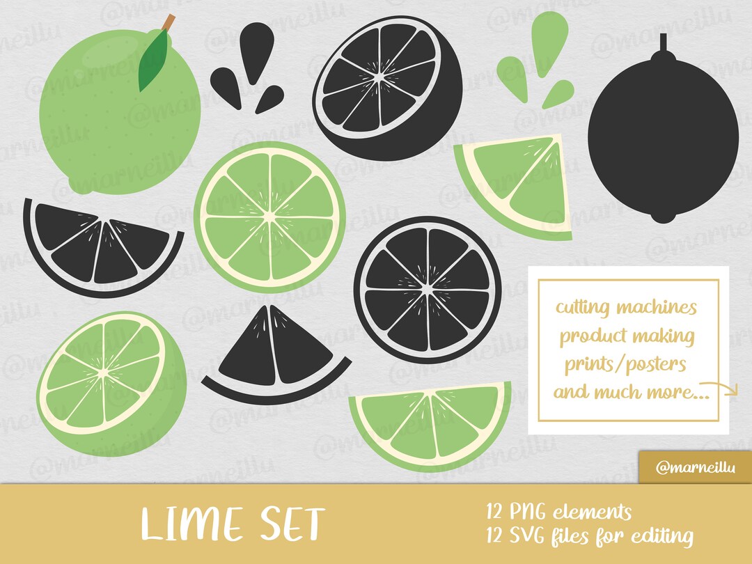 Lime Fruit SVG Clipart Set - Image, Printable, Png, Citrus, Cricut ...
