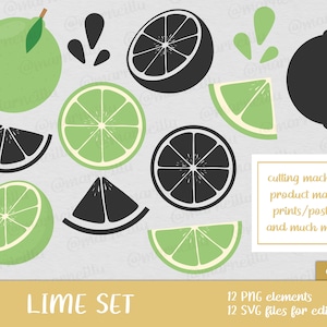 Lime Fruit SVG Clipart Set - Image, Printable, Png, Citrus (instant ...